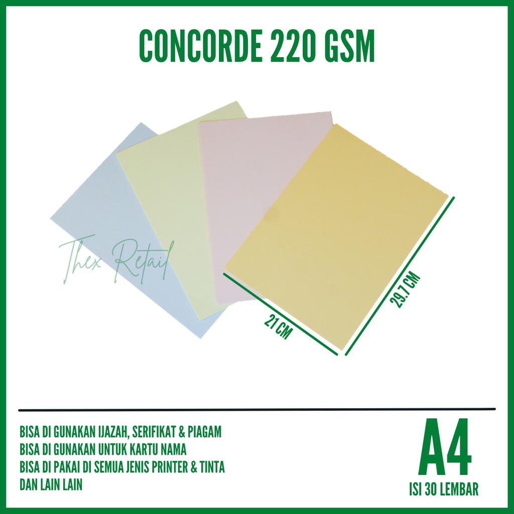 Concorde Paper 220 Grams A4 Contents 30 Sheets / A4 Piagam Certificate ...