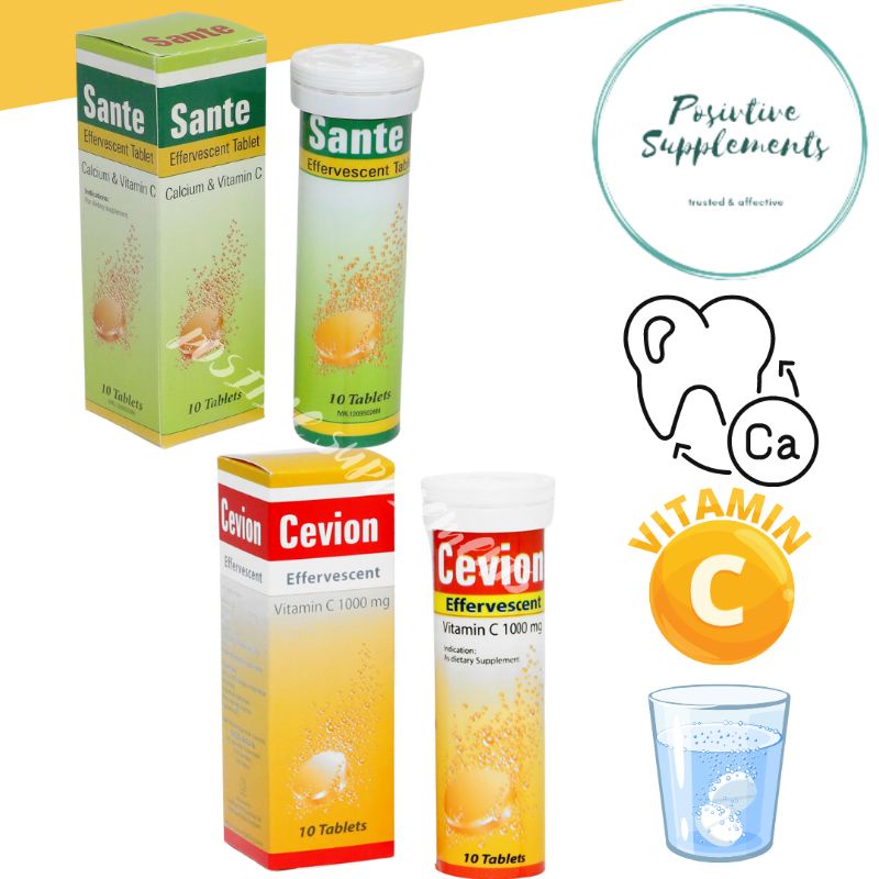 CEVION / SANTE 10s VITAMIN C + CALCIUM 1000MG [SIMILAR CEBION] | Shopee ...