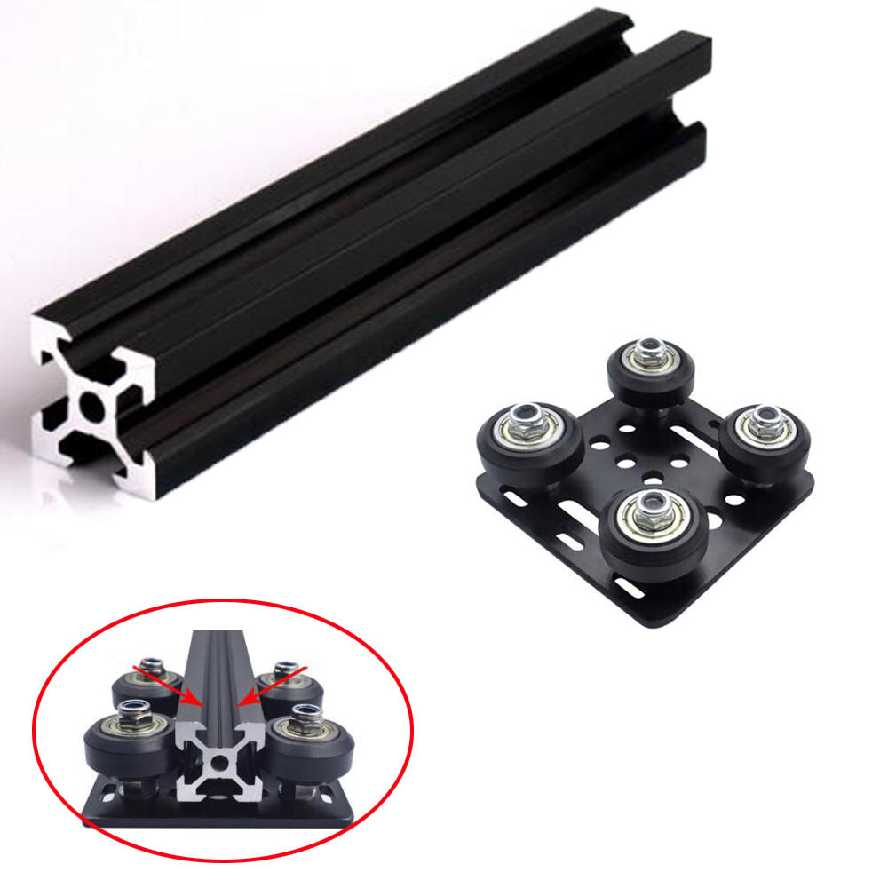 1PC BLACK 2020 V-slot Anodized Aluminum Profile Extrusion Linear Rail+ ...