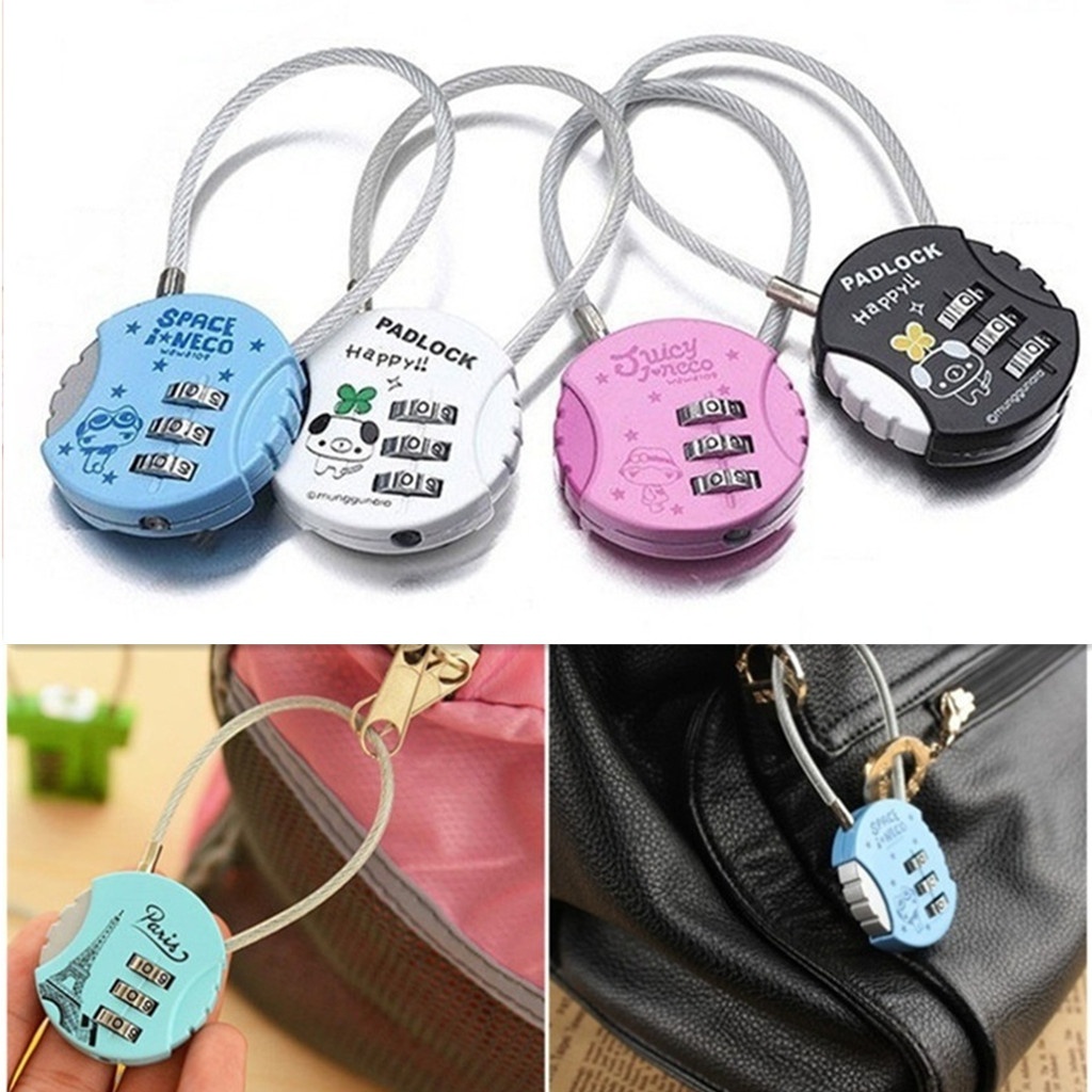 Random Color 1PC Luggage Cable Lock Combination Padlock for Locker ...