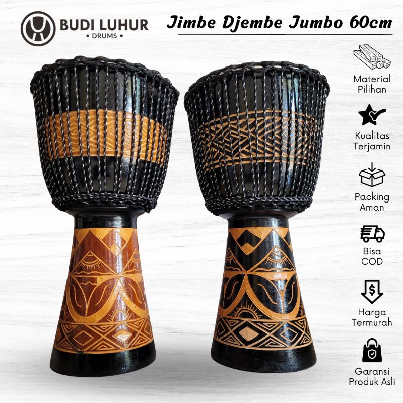 Jimbe Drum Drum Jumbo Size 60cm Diameter 12 inch 30cm Djimbe Carved ...
