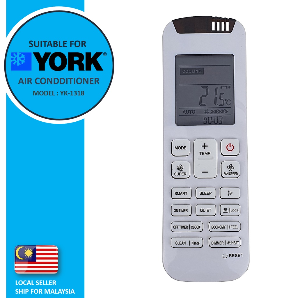 York Replacement For York Air Cond Aircond Air Conditioner Remote Control YK-1318 | Shopee Malaysia