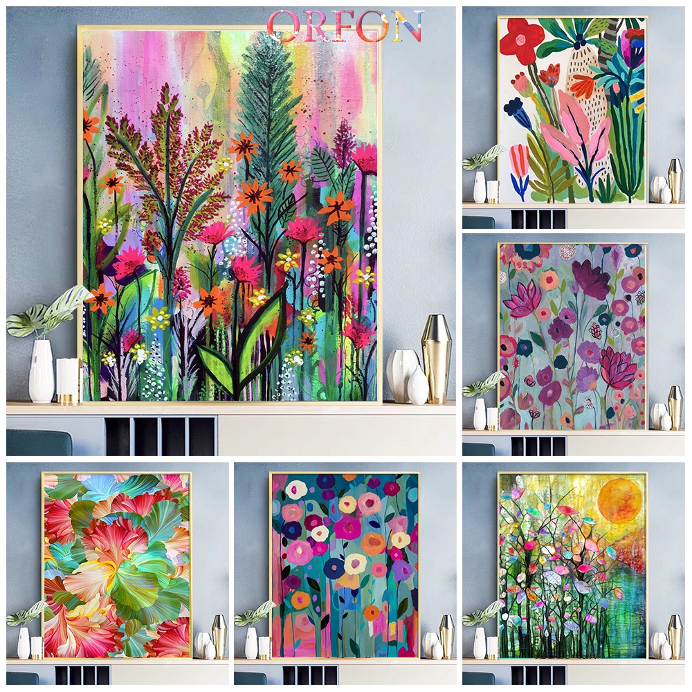 【ORFON】Paint by Number/Colorful flowers/Diy Number Painting/Painting by Number Kit/Handpainted ...