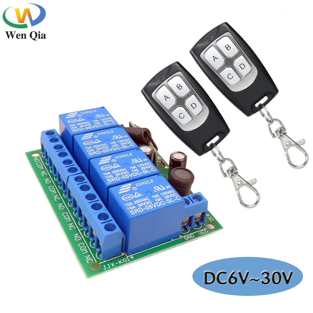 433Mhz Universal Wireless RF Remote Control Switch DC 12V 24V 4 Channel ...