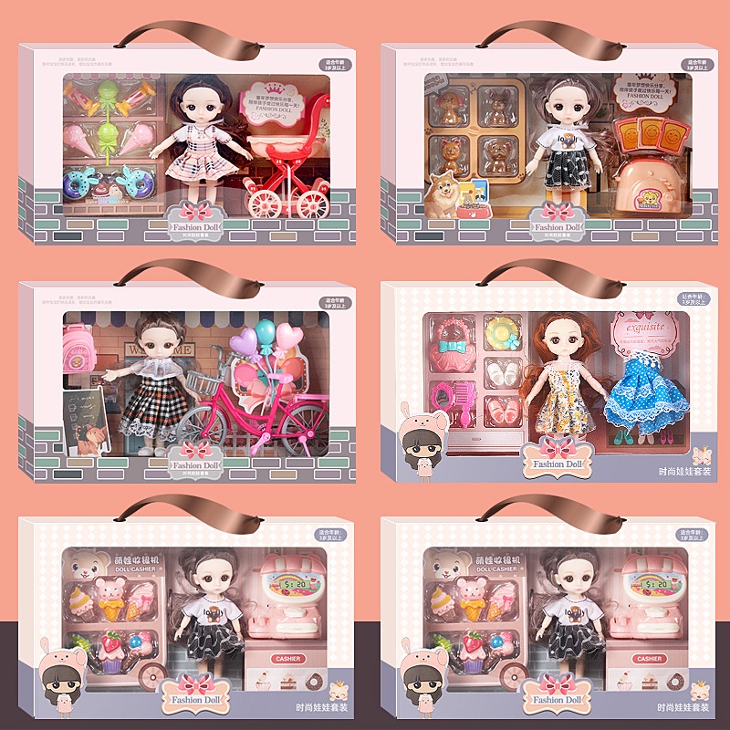 Barbie Doll Dress Up Toy Set with Gift Box Children Kids Girl Dress Up ...