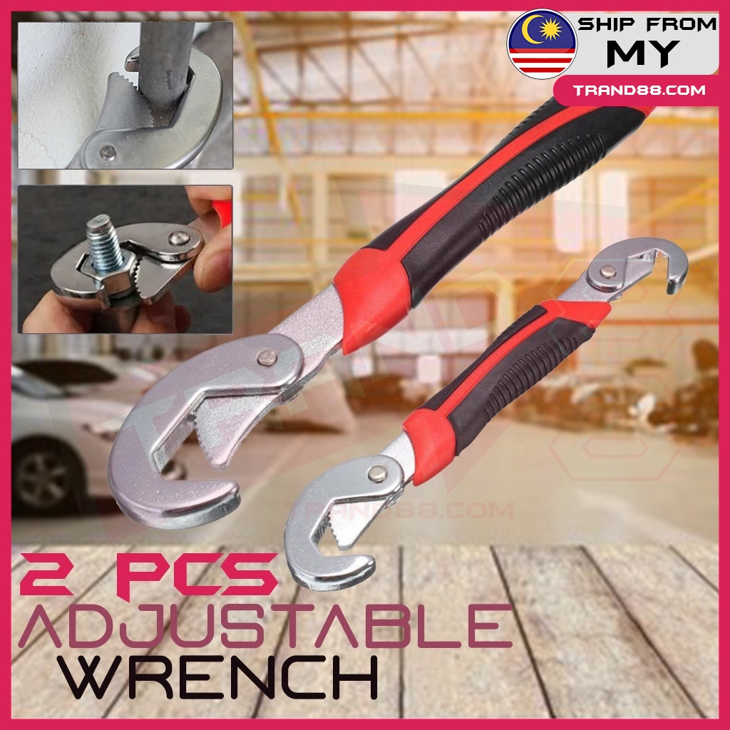 Trand88 2PCS MULTI-FUNCTION UNIVERSAL QUICK SNAP SELF ADJUSTABLE WRENCH Snap N Grip Spanner Set ...