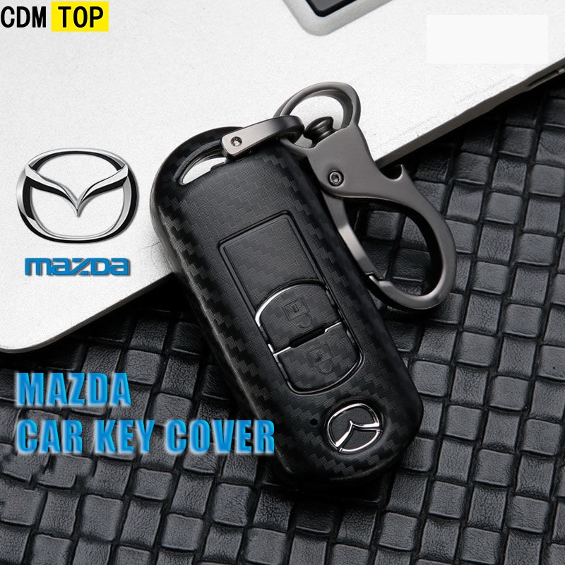 Mazda carbon fiber smart key case special key cover set keychain for CX ...