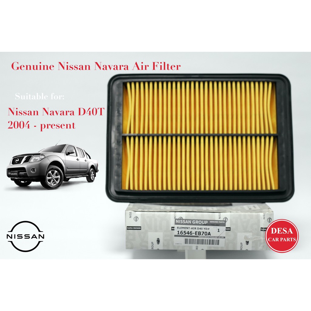 Genuine Nissan Air Filter for Nissan Navara (D40T) - 16546-EB70A ...