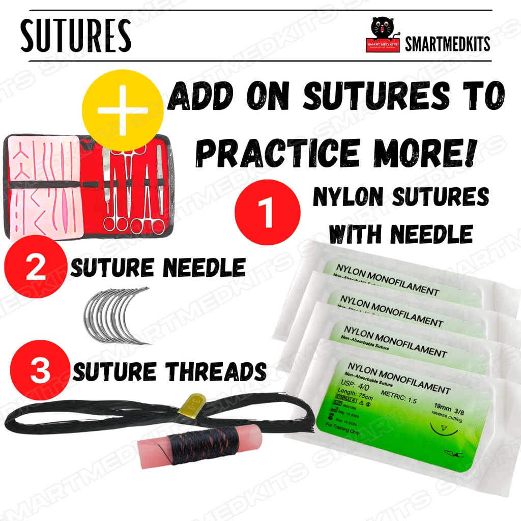 🔥NEW🔥 Suture Kits Surgical Sutures and Needles Nylon Suture Silk Thread ...