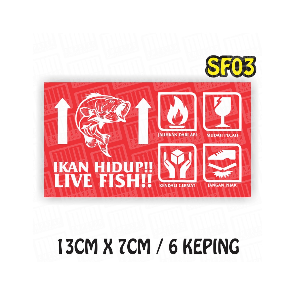 Sticker Fragile / Sticker Ikan Hidup / Sticker Pokok Hidup / Stiker ...