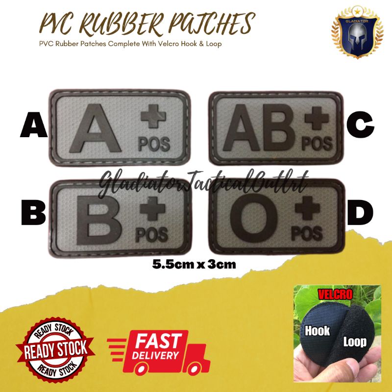 Blood Type PVC Patches Complete Velcro | Shopee Malaysia