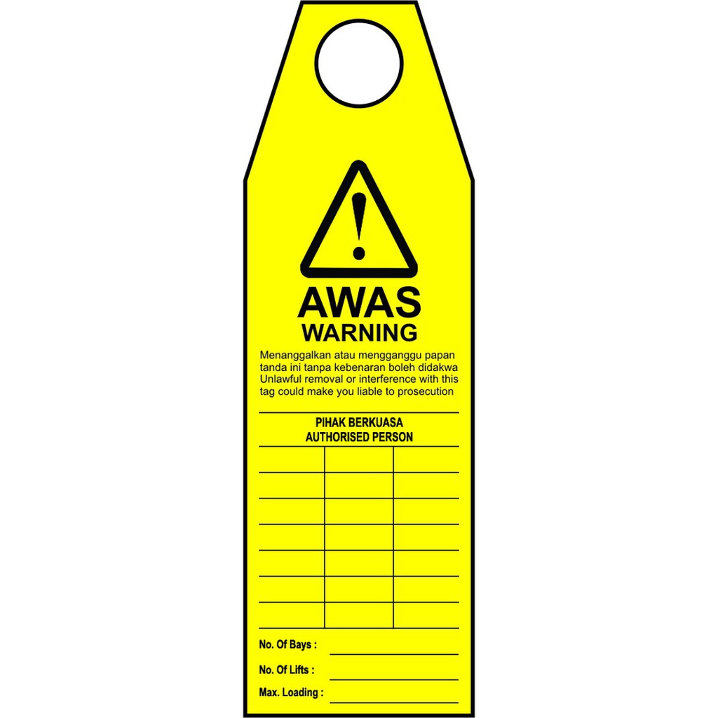 TAG LOTO UNTUK ELEKTRIK DOSH STANDARD LOTO TAG FOR ELECTRICAL SAFETY ...