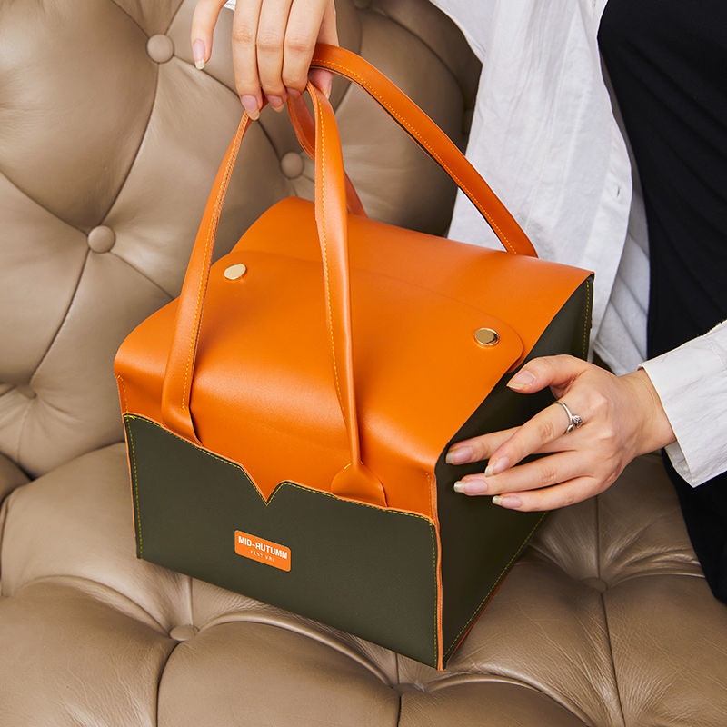 Leather Gift Box Double Layer Portable Gift Boxes Mid-Autumn Festival ...