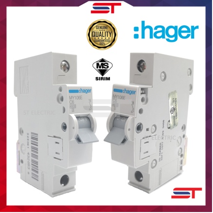 ORIGINAL HAGER MCB MY Series 6A 10A 16A 20A 32A 40A 1 Pole 4.5KA (SIRIM APPROVE) | Shopee Malaysia