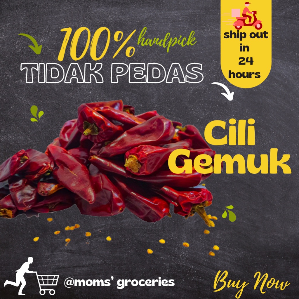 HOT ITEM! cili gemuk/cili kering tak pedas/cili kering tidak pedas ...