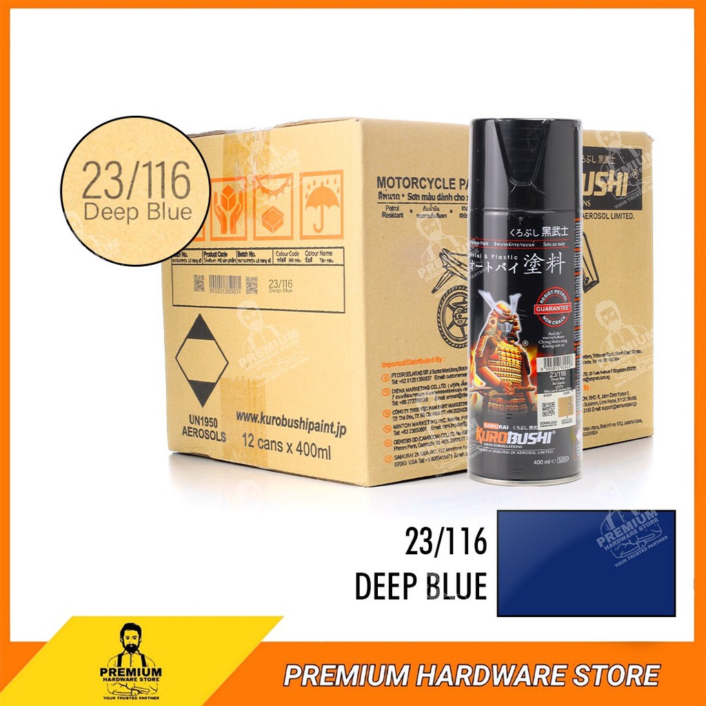 SAMURAI 23 Deep Blue Standard 400ML (12 Cans/Box) Motorcyle Metal ...