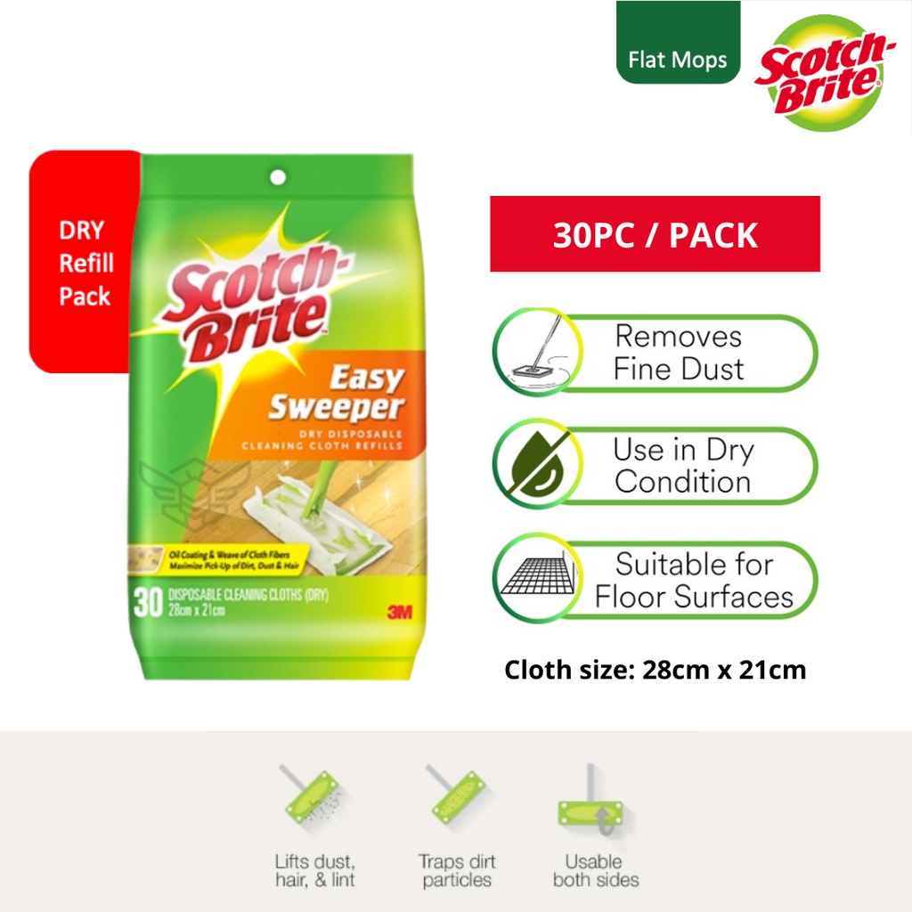 3M Scotch Brite Easy Sweeper Plus Set 360 Rotate Mop Flat Mop Paper ...