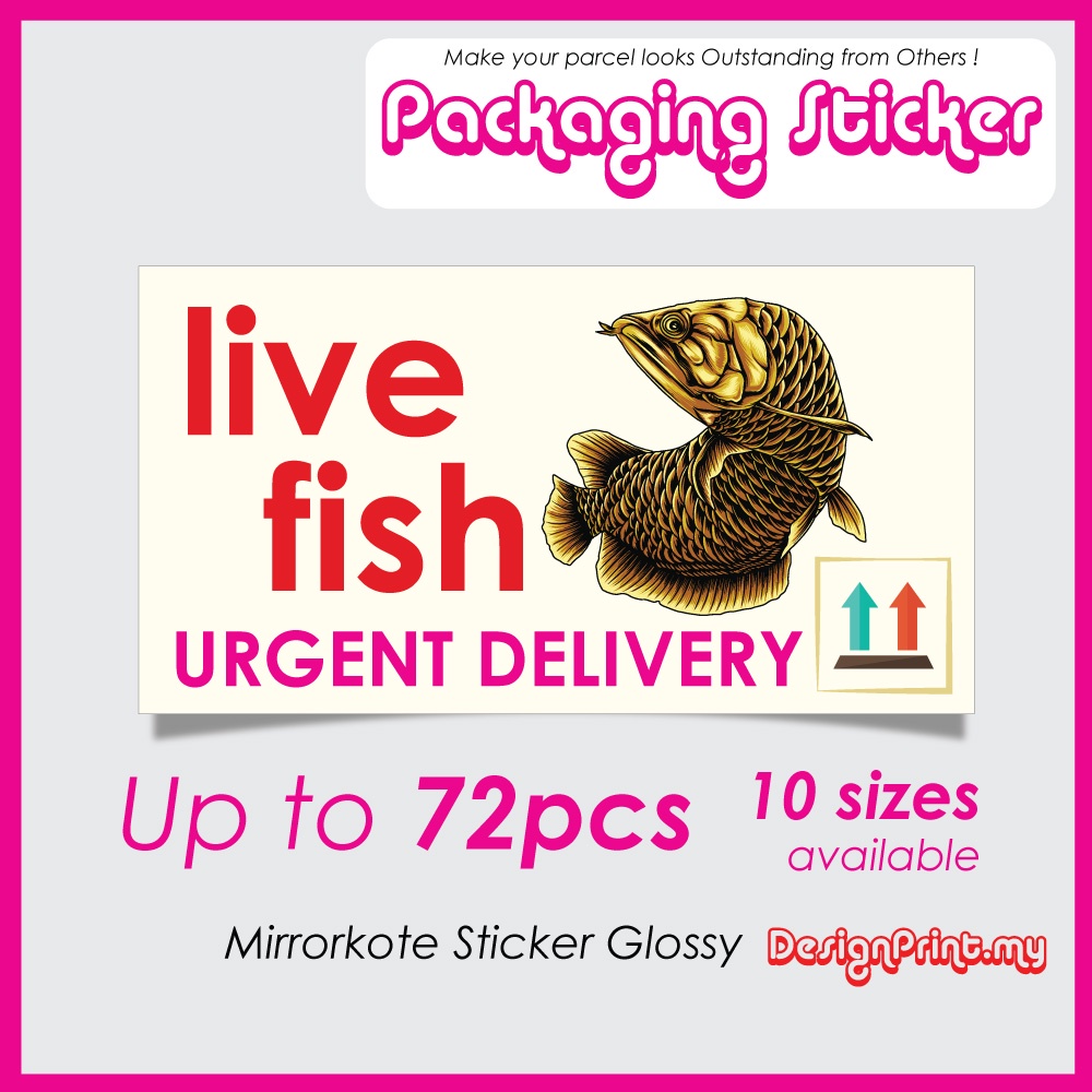 Arowana Live Fish Packaging Fragile Sticker | Stiker Ikan Hidup ...