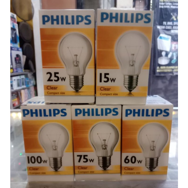 Philips Clear Classic Incandescent Bulb 15 25 40 60 75 100 watt ...