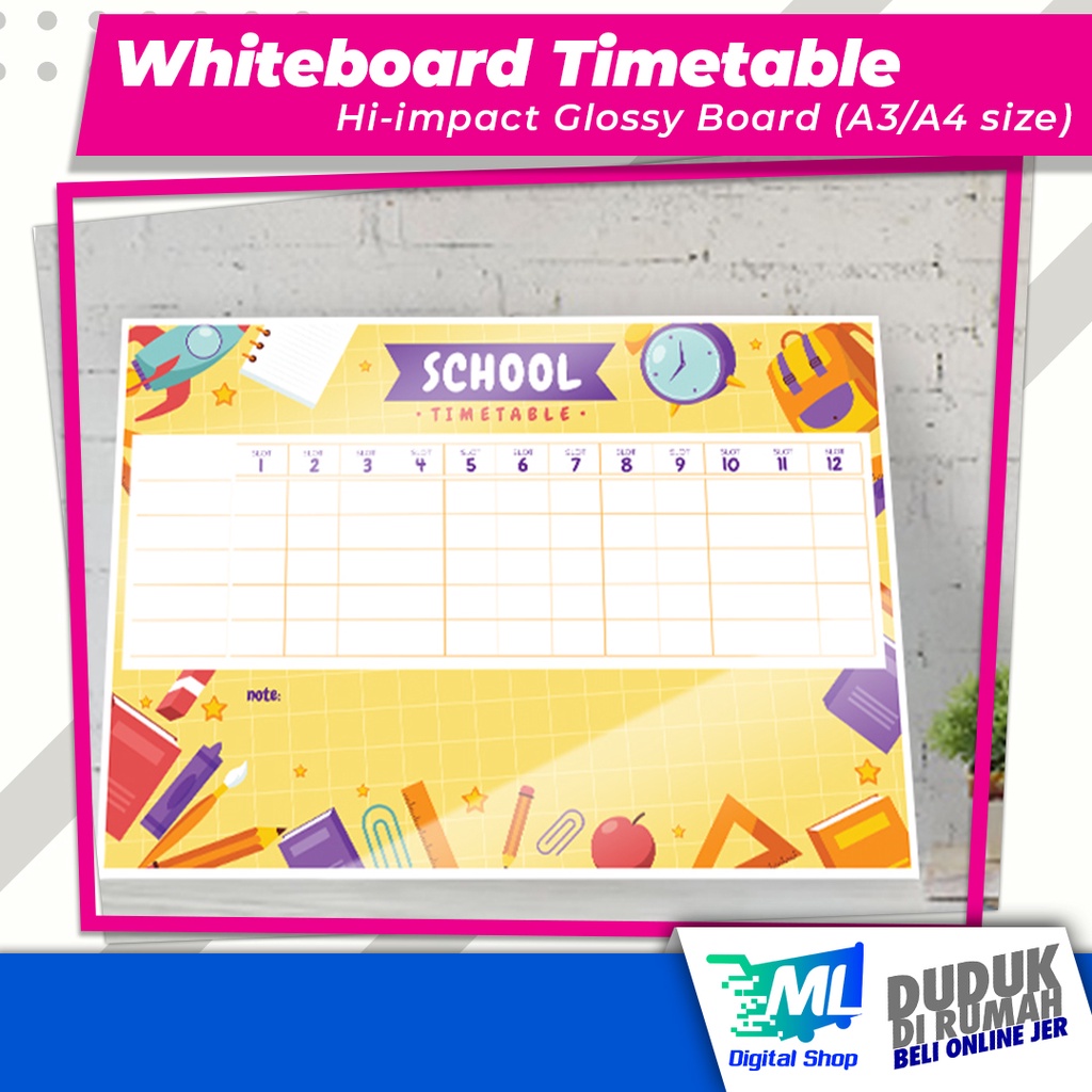 Jadual Waktu Sekolah Whiteboard/ School Timetable Small | Shopee Malaysia