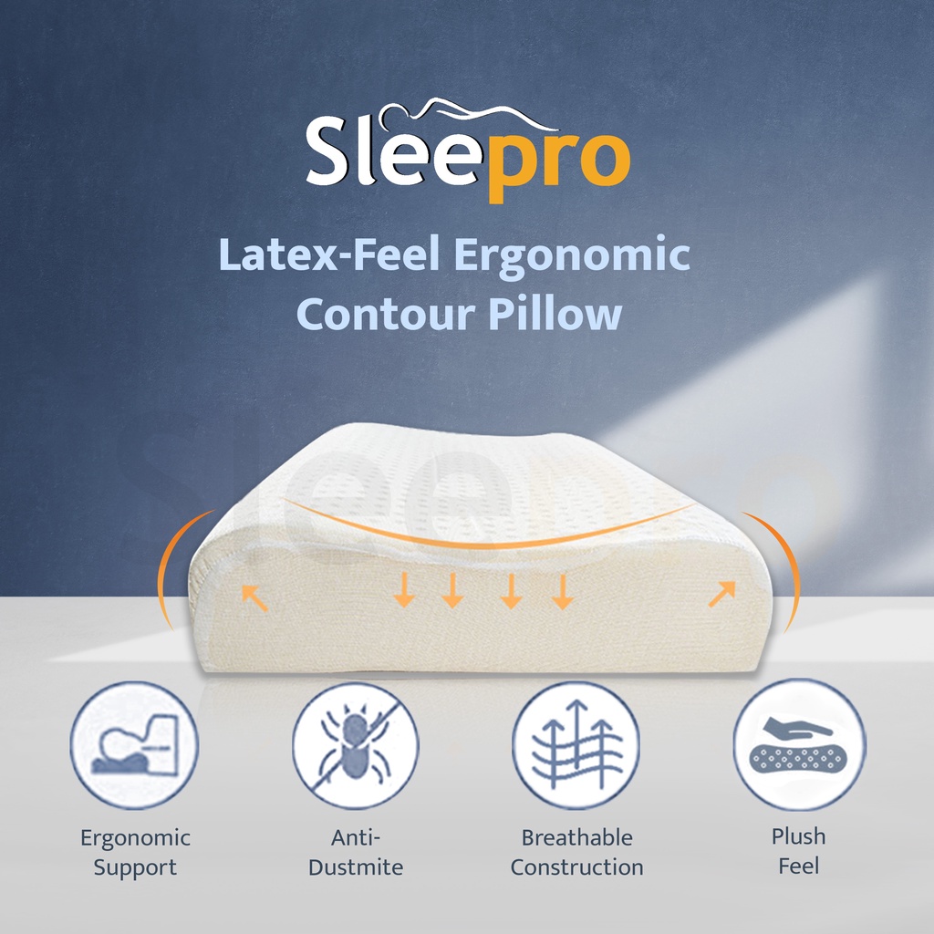 Sleepro Latex-feel Ergonomic Contour Pillow | Shopee Malaysia