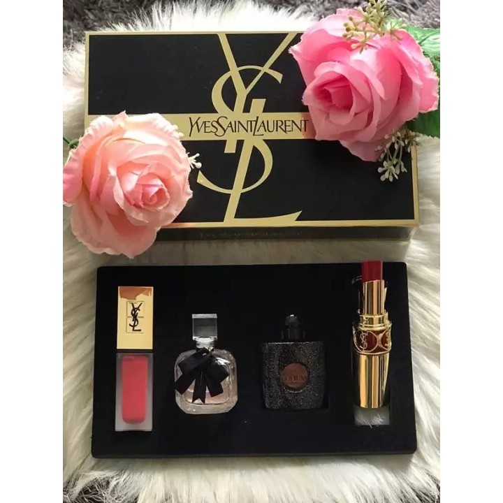 Yves Saint Laurent Miniature Set 4 in 1 [2 Perfumes, Lip Glow, YSL Lip ...