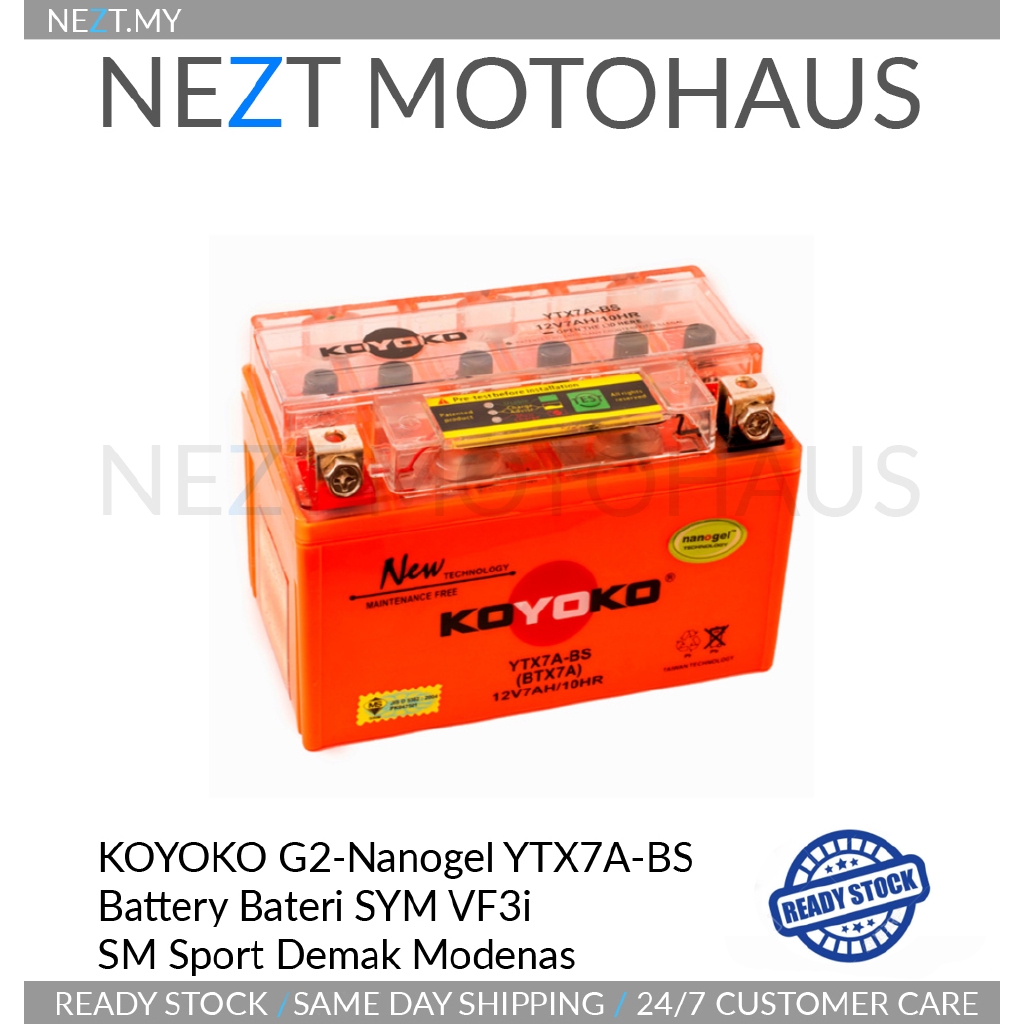 KOYOKO G2-Nanogel YTX7A-BS Battery Bateri SYM VF3i SM Sport Demak ...