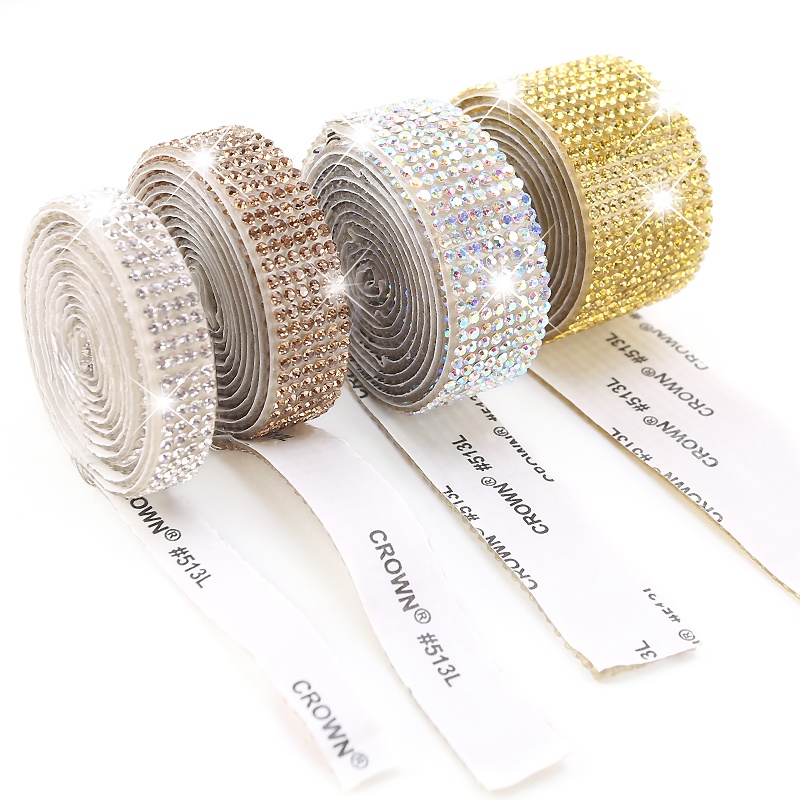 Self-adhesive Rhinestones Trim Glitter Crystal Ribbon Strass Tape Chain ...