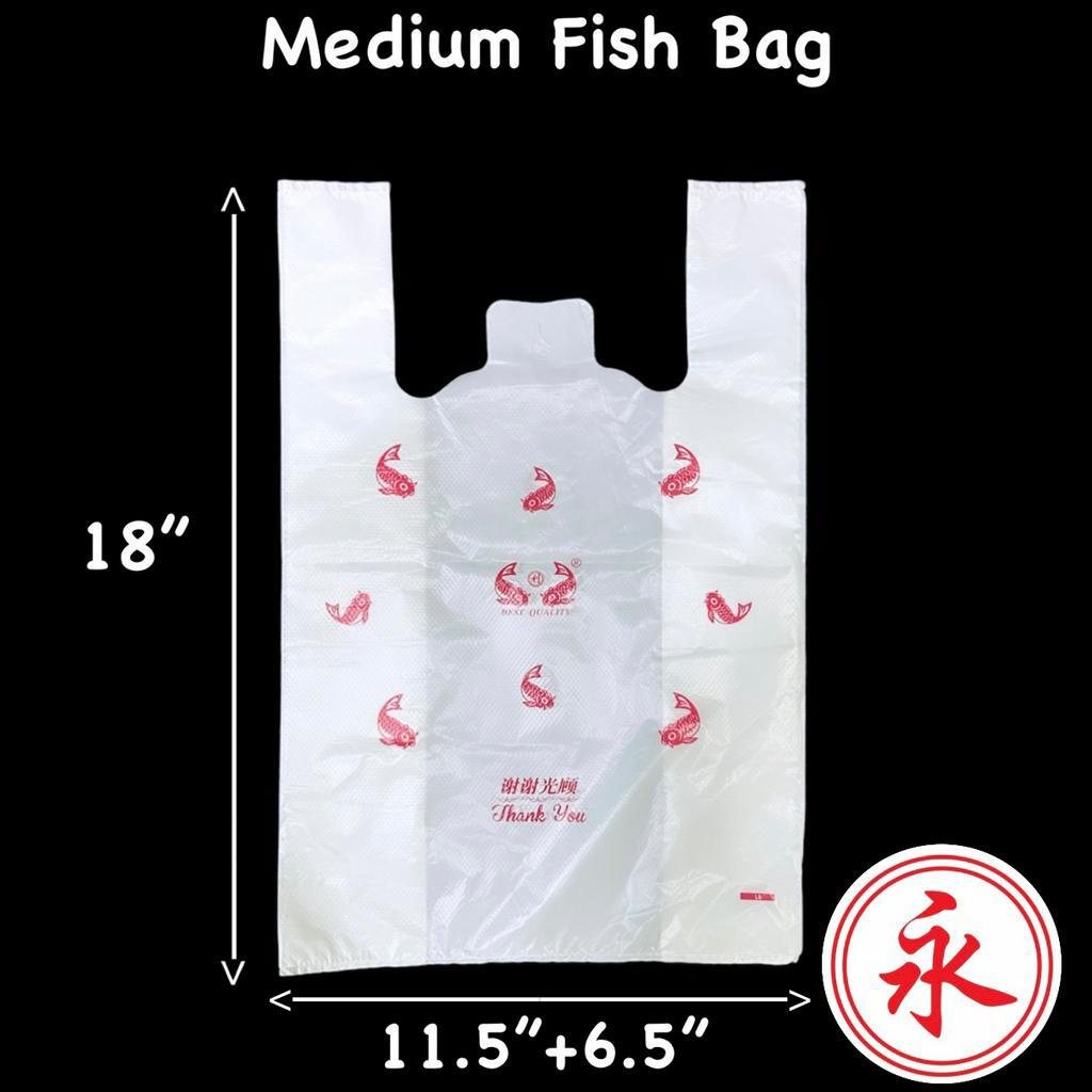 Singlet Bag / T-Shirt Bag - Medium Fish Bag (White / Yellow / Red ...