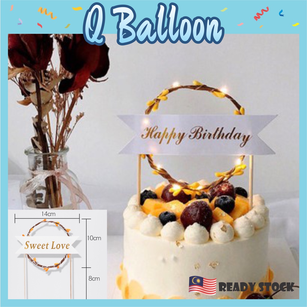(CK2) LED Light Happy Birthday Cake Topper Cake Decoration Stick 生日 LED ...