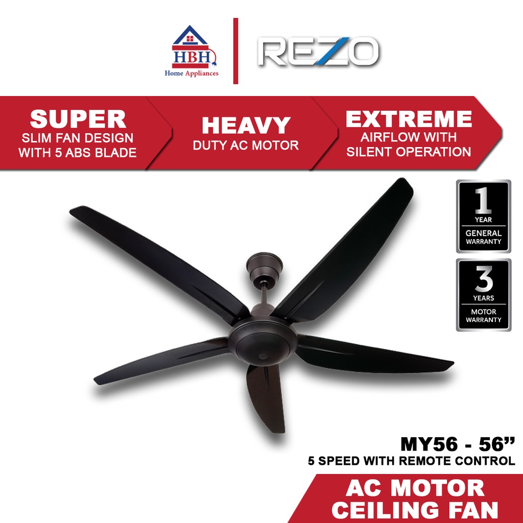 Rezo Ventus MY56 56'' Heavy Duty AC Motor 5 Speed Extreme Airflow ...