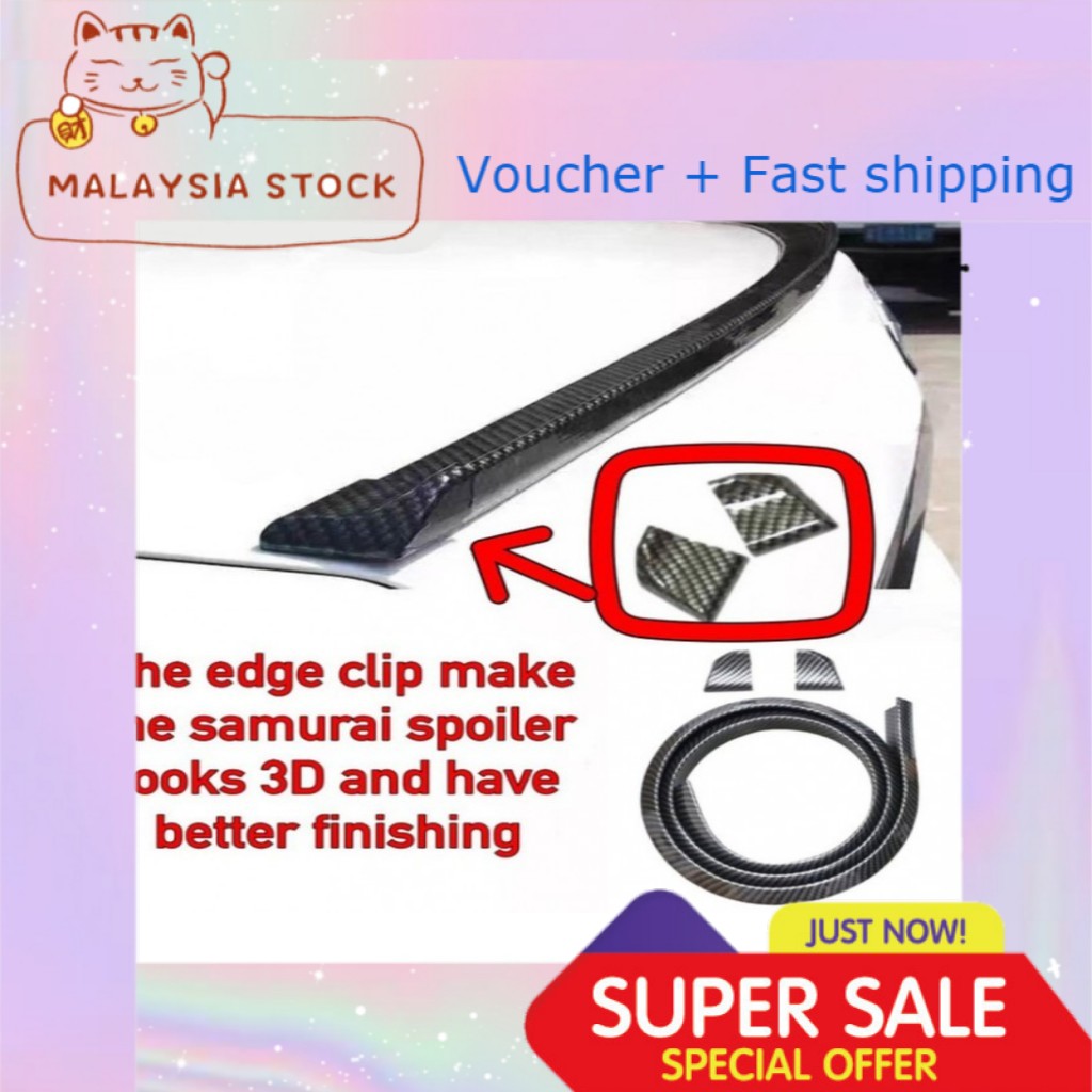 (Carbon) Samurai Rear Bonnet Spoiler Carbon Print Car Rubber Strip ...