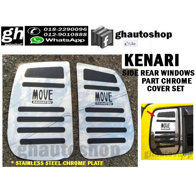 KENARI side rear windows part stainless steel chrome cover set (2pcs ...