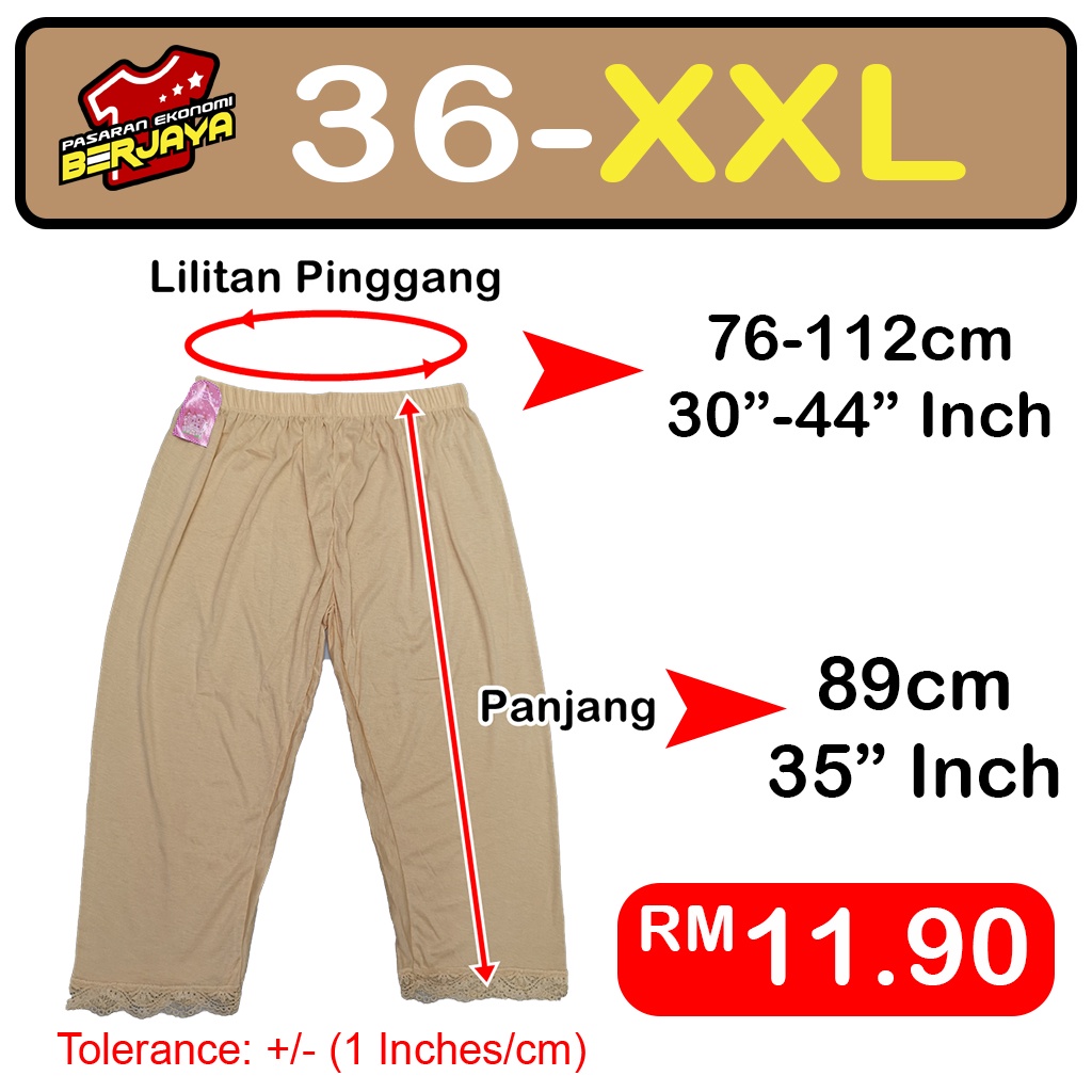 Inner Pants Muslimah/Kain Dalam Jenis Seluar/Petticoat Cotton/Hitam ...