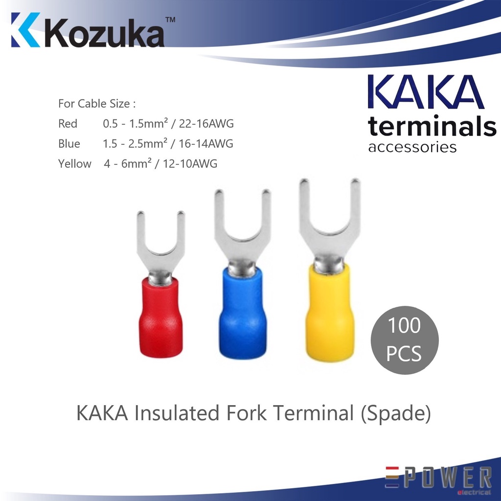 KOZUKA KAKA INSULATED FORK TERMINAL SPADE (100PCS/PACK) | Shopee Malaysia