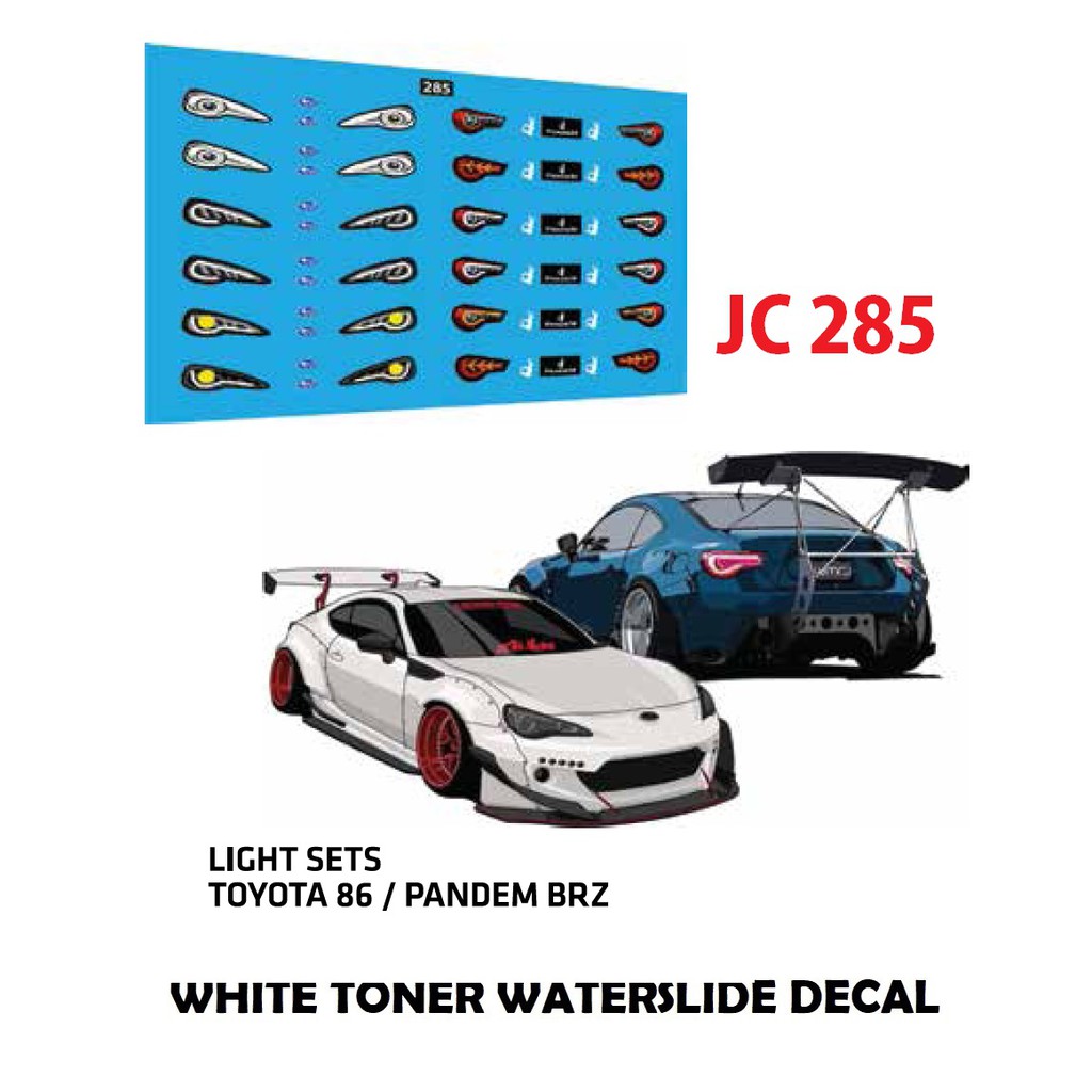JC285 - TOYOTA 86 / PANDEM LIGHT DECALS Hotwheels 1:64 diecast custom ...