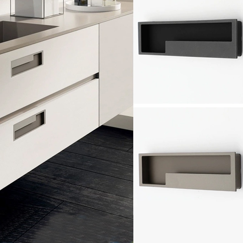 Zinc Alloy Cabinet Handle Black Hidden Pair Hidden Slotted Handle Gray ...