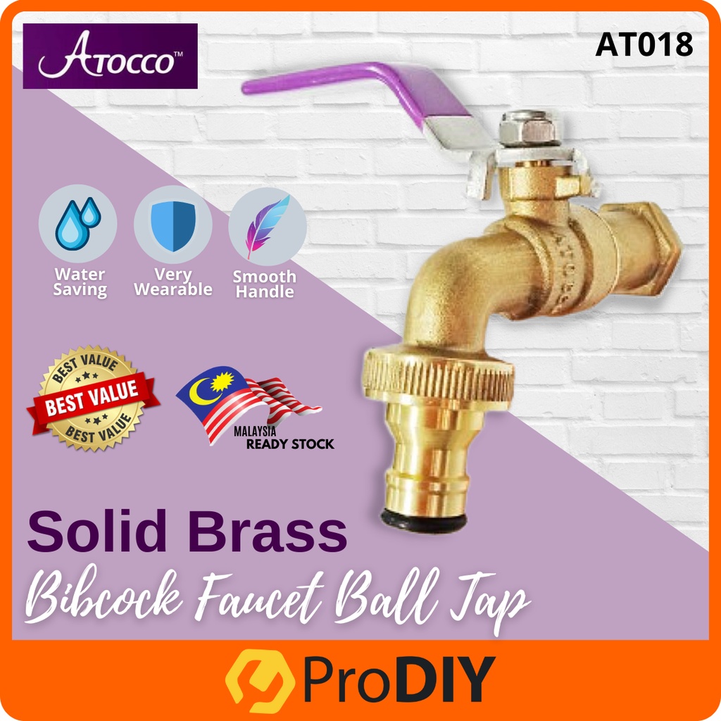 ATOCCO AT018 1/2 inch Solid Brass Bibcock Faucet Ball Valve Bib Tap AG ...