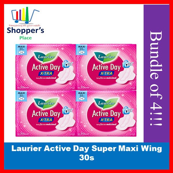 Bundle of 4 - Laurier Active Day X-TRA Wing 30s(Maxi Wing 30s) | Shopee ...