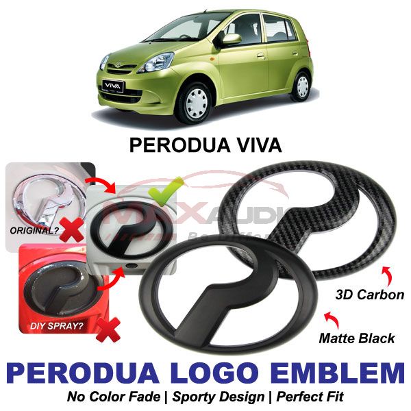 Car Emblem PERODUA VIVA Logo Lambang Hitam Depan Belakang Sticker ...