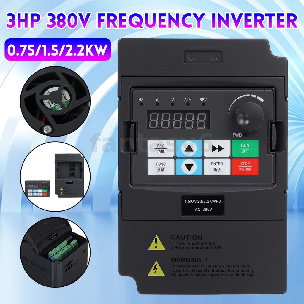 3HP 0.75kw/1.5kw/2.2kw Variable Frequency Drive Inverter VFD 3 Phase To 3 Phase VFD 380V ...
