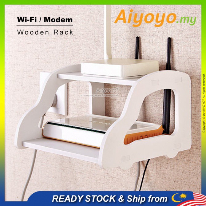 WiFi Router Rack TV Set-Top Box Floating Shelf Rak Penghala Wifi ...