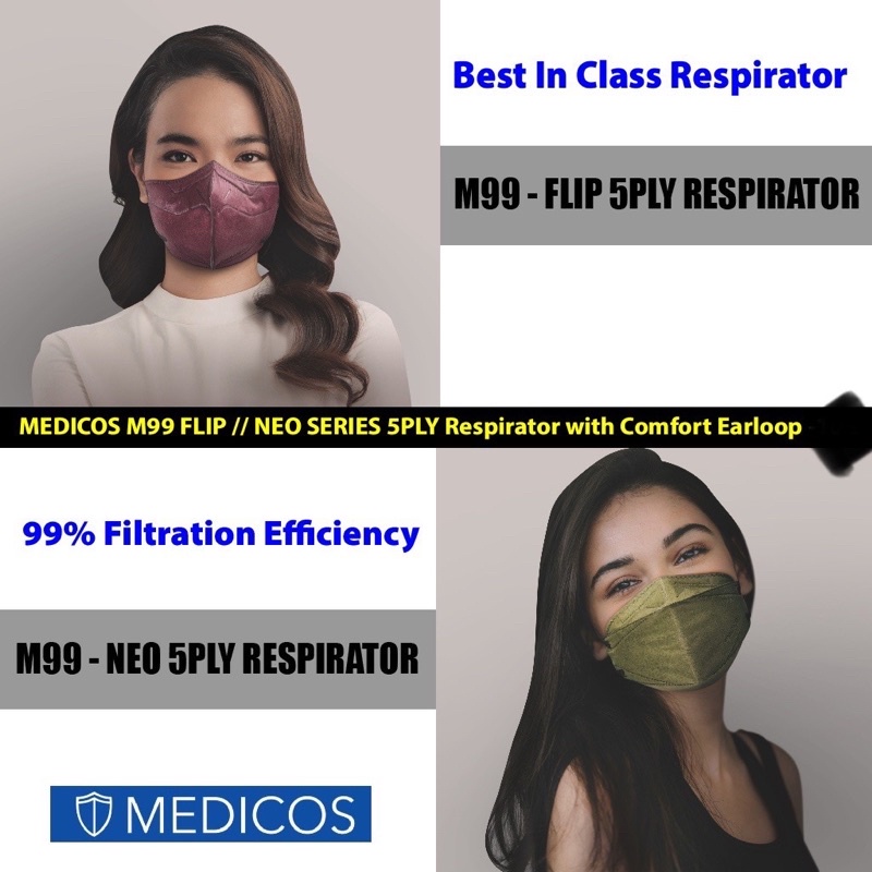 Medicos C-Fold 3D M99 flip neo pro adult 4ply 5ply Face Mask respirator ...