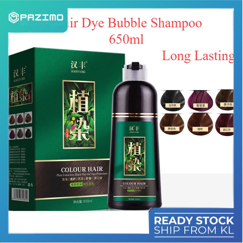 650ml Pewarna Rambut Tumbuhan Hair Dye Bubble Shampoo Color plant dye ...