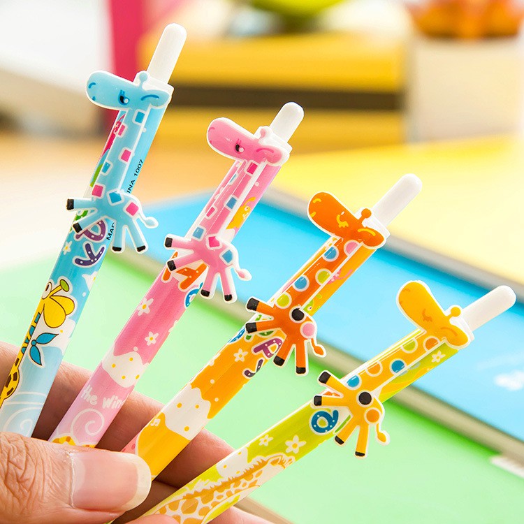 Creative Giraffe Mechanical Blue Pen / Soft Plastic Giraffe Automatic ...