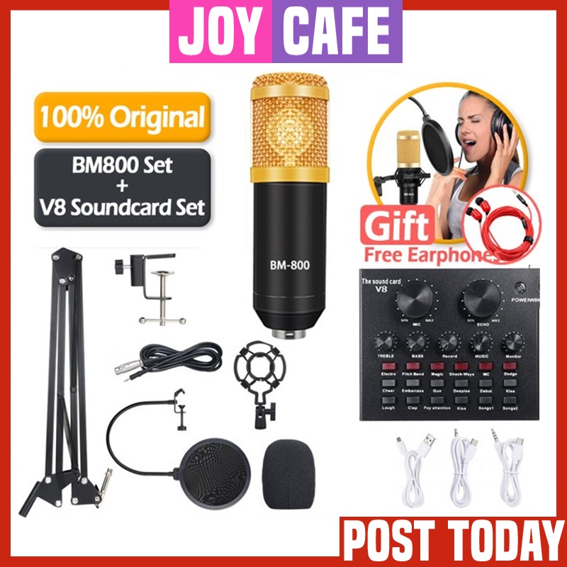 ⭐ BM 800 Mic Microphone Condenser V8 Sound Card Recording For Radio ...