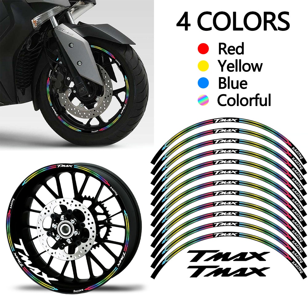 YAMAHA Reflective Motorcycle Wheel Sticker Scooter Hub Stripe Decals ...