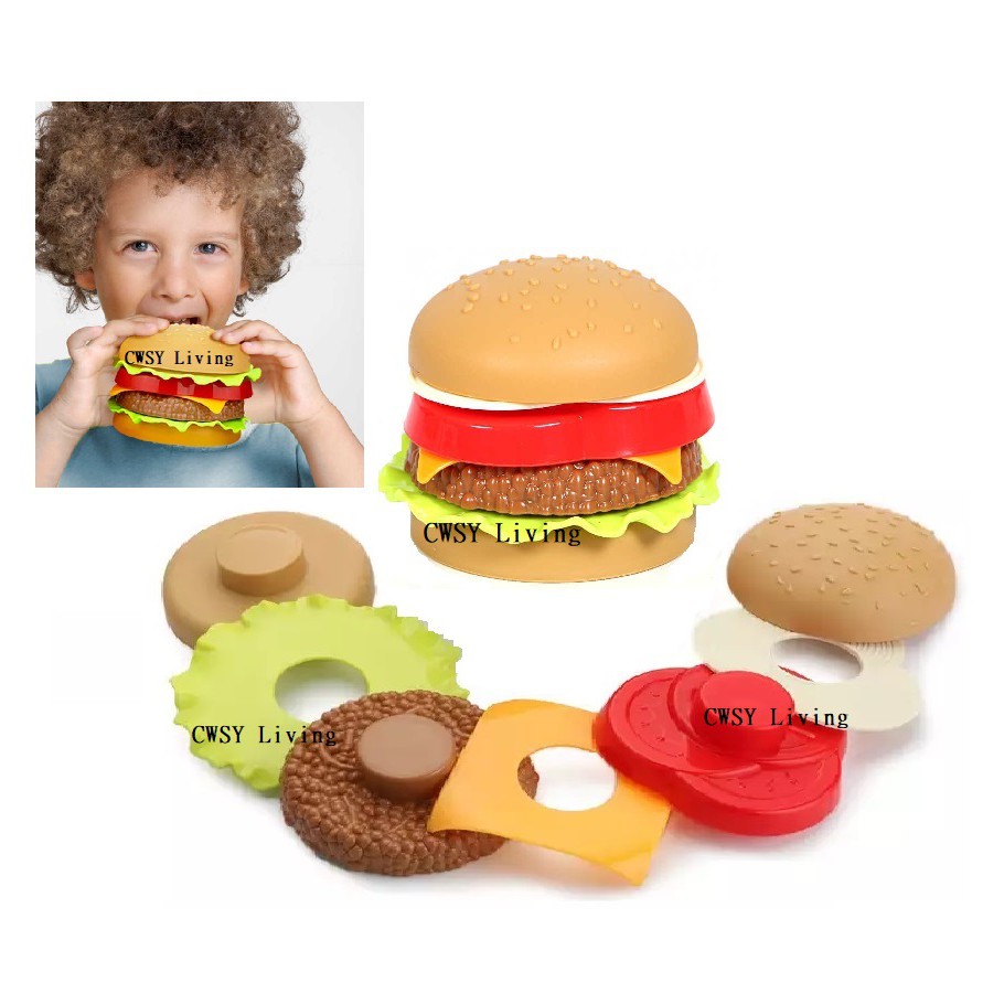 Build A Burger Kid Pretend Play Early Learning Building Food Assortment ...