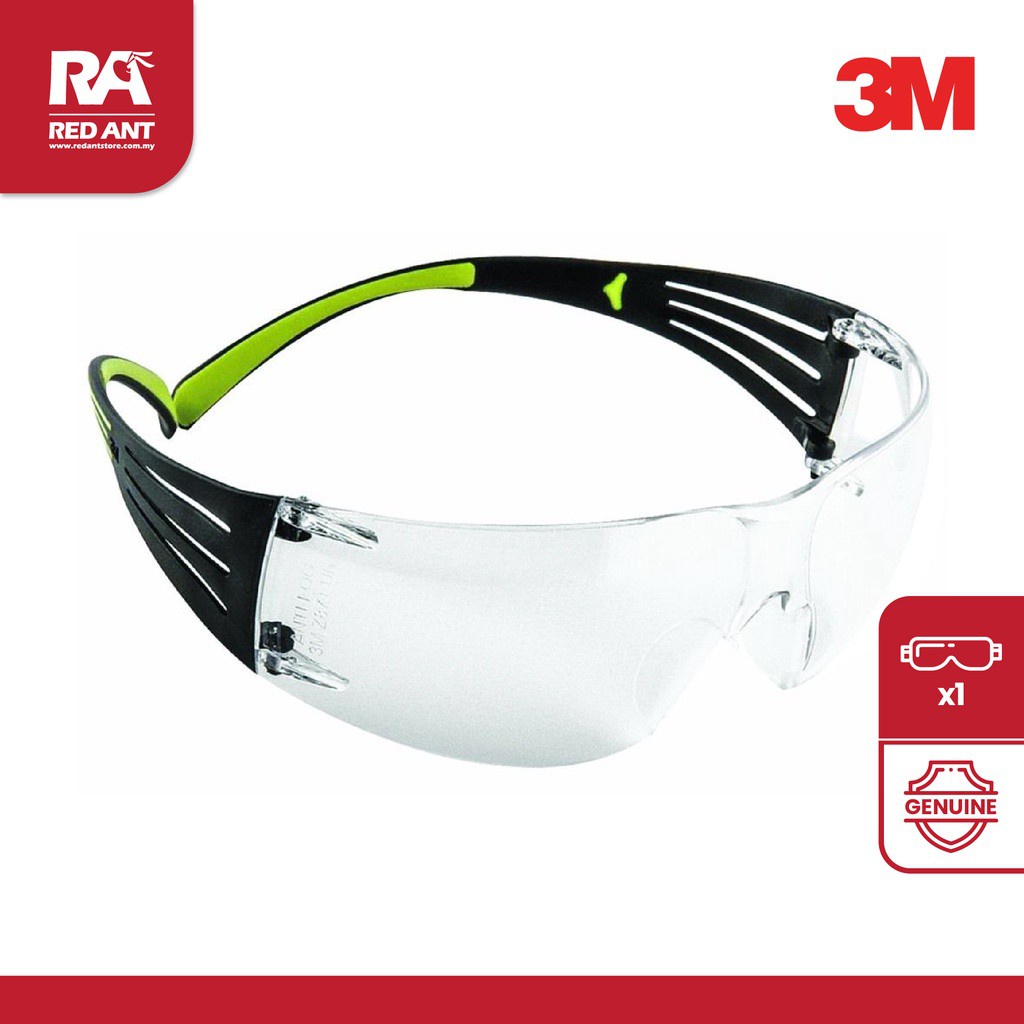 3M SF401AF SECUREFIT SAFETY EYEWEAR WITH ADJUSTABLE NOSE PAD, CLEAR ...