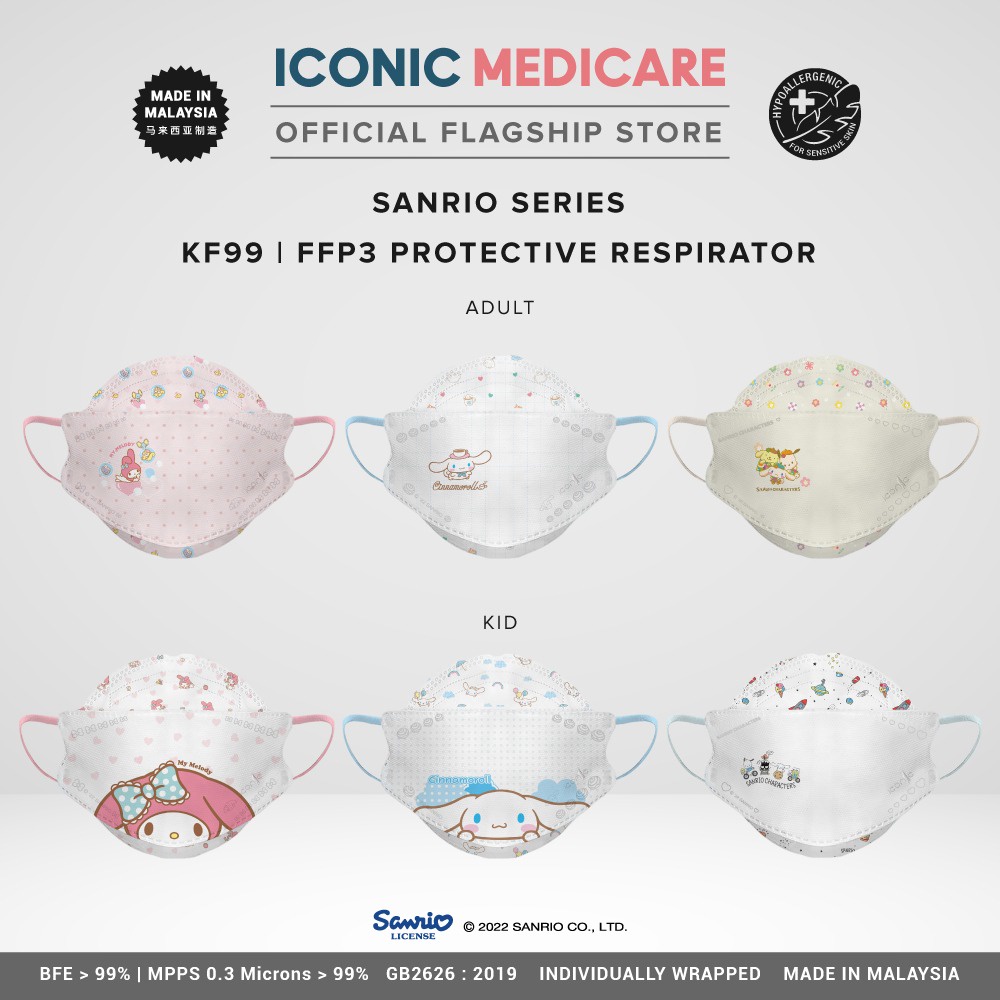 Sanrio Series Iconic Medicare 4 Ply KF99/KF94 Protective Respirator ...